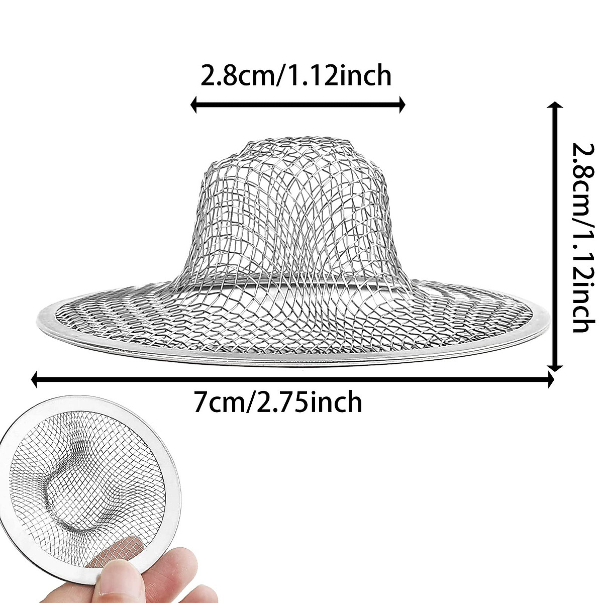 LUNKUIVY 100 PCS Sink Strainer, Stainless Steel Filter Trap 2.76 Inch Metal Sink Strainer Utility Sinks for Kitchen, Bathrooms, Shower Drains