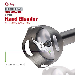 Betty Crocker WACBC3302CMR Hand Blender with Mixing Beaker and Lid, One Size, Red