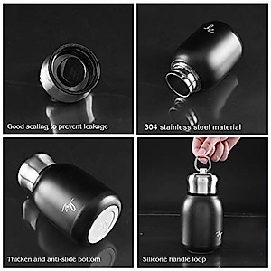 10.15oz/300ML Mini Thermal Mug Leak Proof Vacuum Flasks Travel Thermos Stainless Steel Drink Water Bottle Small Thermos Cups for Indoor and Outdoor by Floor88 (Black)