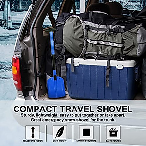 CARTMAN 32.5 Inch Aluminium Sport Shovel, Utility Scalable Camping Shovel, Garden Shovel, Lightweight Snow Shovel for Car Emergency, 3 Piece Collapsible Design, Blue