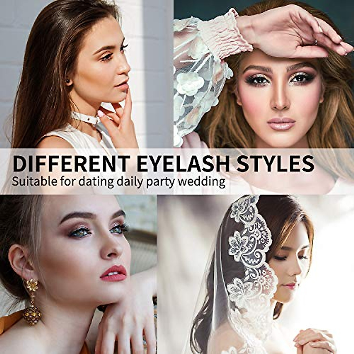 DYSILK False Eyelashes Lashes Mink - Mink Lashes Fluffy 16 Pairs 6D 4 Styles Mixed Lashes Faux Eyelashes Wispy Fluffy Natural Look Fake Eyelashes Mink Lashes Soft Reusable Eye Lashes | 15mm 18mm