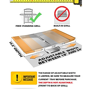 Grease Tray with Catch Pan - Adjustable Drip Pan for Gas Grill Models from Dyna Glo, Nexgrill, Expert Grill, Kenmore, BHG and More - Stainless Steel Grill Replacement Parts(Width 18"-24")