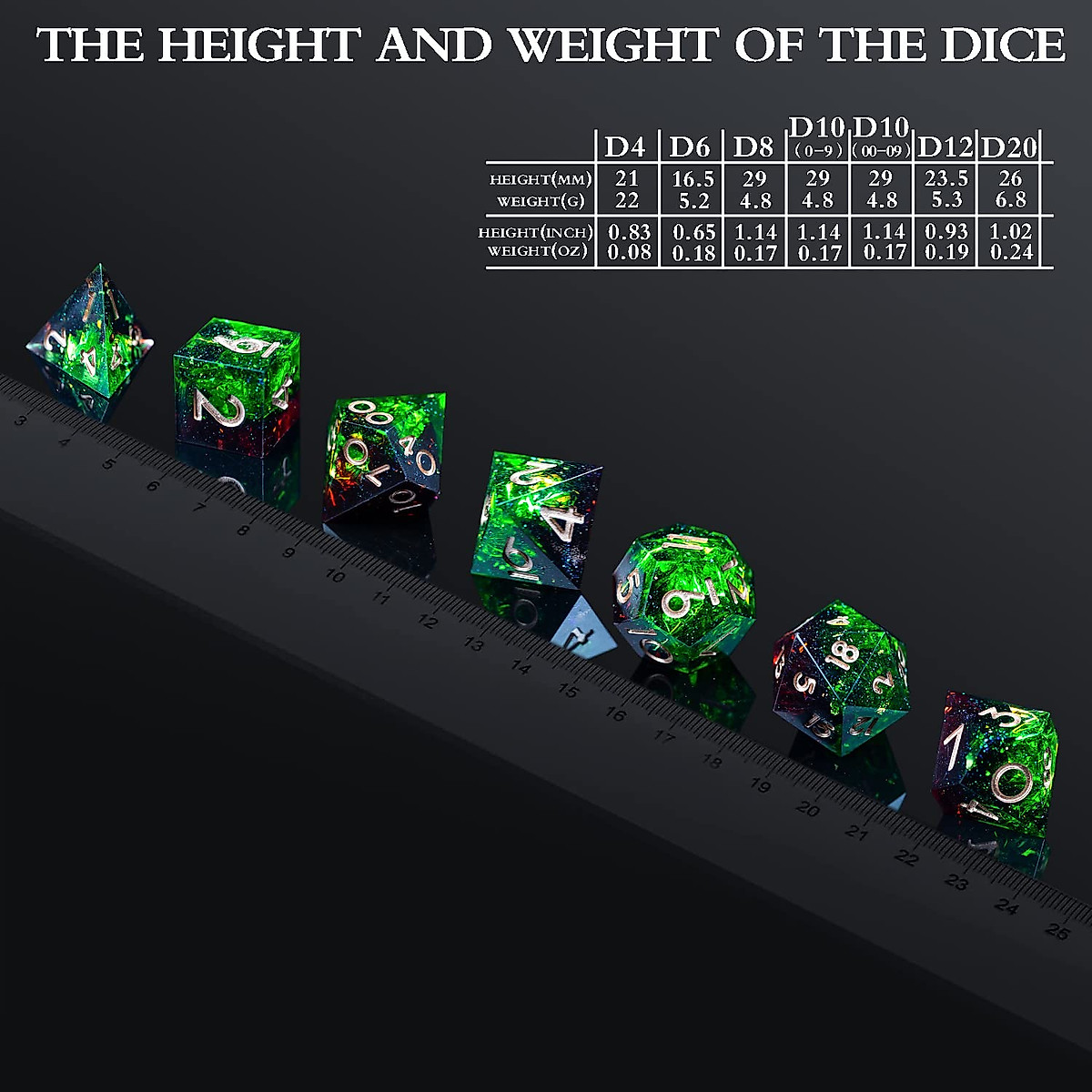 ATNPNTR DND Dice, DND Dice Set, RPG Dice, Polyhedral Dice Set, Dungeons and Dragons Dice, Role Playing Game Dice, Sharp Edge Dice with Beautiful Inclusions Galaxy Olive…