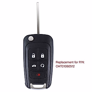 Replacement Flip Remote Fob fit for 2010-2019 Chevy Equinox,2011-2016 Cruze Malibu Camaro Trax /Buick Lacrosse Regal Verano Trunk Car Keyless Entry Uncut Key Fob (FCCID: OHT01060512) Pack of 2