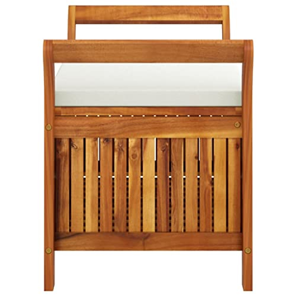 MINERWALL Patio Storage Bench with Cushion 35.8" Solid Wood Acacia,Multifunctional Acacia Wood Garden Storage Bench with Seat Cushion for Outdoor Use Patio Furniture