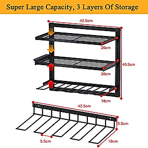 RUN HELIX Power Tool Organizer, Wall Mount Garage Organization with 4 Drill Holders, Heavy Duty Tool Shelf & 1 Pack 3 Layers Cordless Tool Rack, Screwdriver Storage Rack Box Organizers and Storage