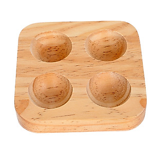 Cabilock Wood Egg Holder Egg Tray 4 Holes Egg Plate Egg Display Stand Storage Containers Rack Egg Decorating Kit for Tabletop Refrigerator