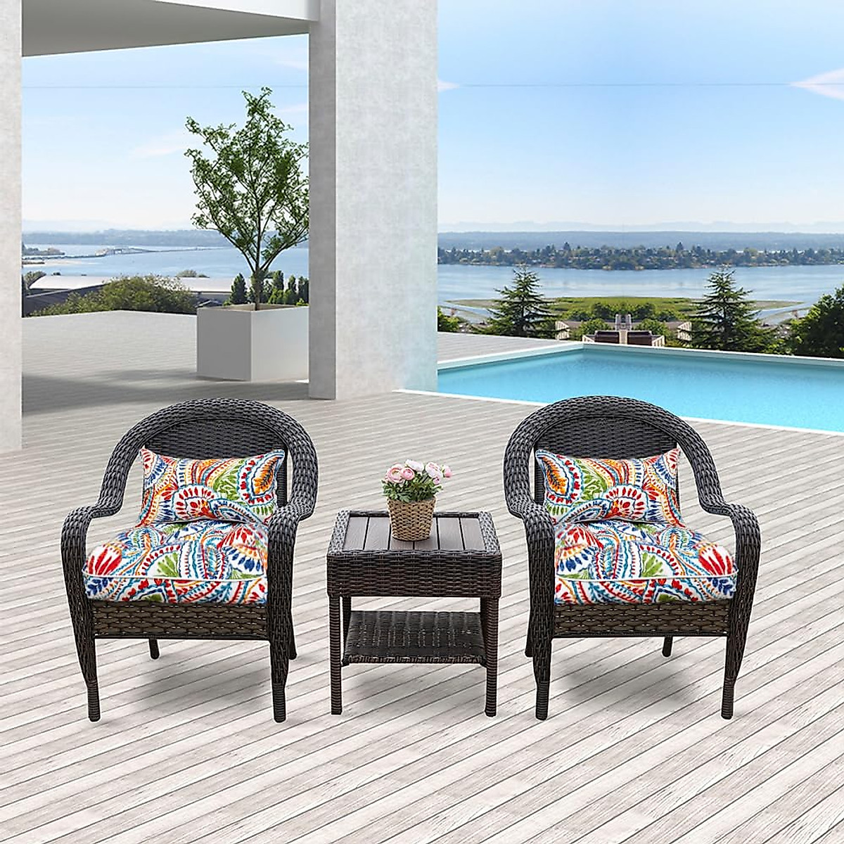 JMGBird Outdoor Chair Cushion Set of 2 Patio Cushions 19x19 with Ties Outdoor Cushions for Patio Furniture