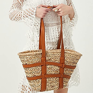 Womens Woven Tote Bag Straw Clutch Bags Big Size Straw Bag Bowknot Handbag Satchel Purses