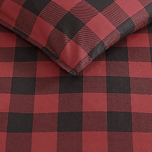 Eddie Bauer - Queen Comforter Set, Cotton Reversible Bedding, Buffalo Plaid Home Decor for All Seasons (Red/Black, Queen)