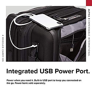 TUMI Alpha 3 International Expandable 4-Wheeled Carry-On - Weekend and Internation Travel Luggage - Black