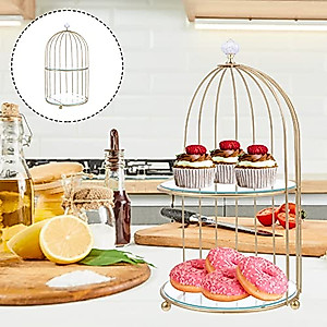 DOITOOL Gold Bird Cage Cake Stand 2 Tier Serving Tray, 2 Tier Cupcake Stand for Dessert Table Display, Tiered Serving Tray for Party Wedding Baby Shower for Cupcakes Fruits Dessert Snacks ( 2 Tier )