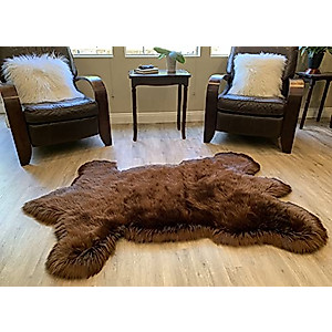 LAMBZY Faux Sheepskin Super Soft Hypoallergenic Silky Shag Bear Rug for Living Room, Kids Room, Sofa (2'x3', Brown)