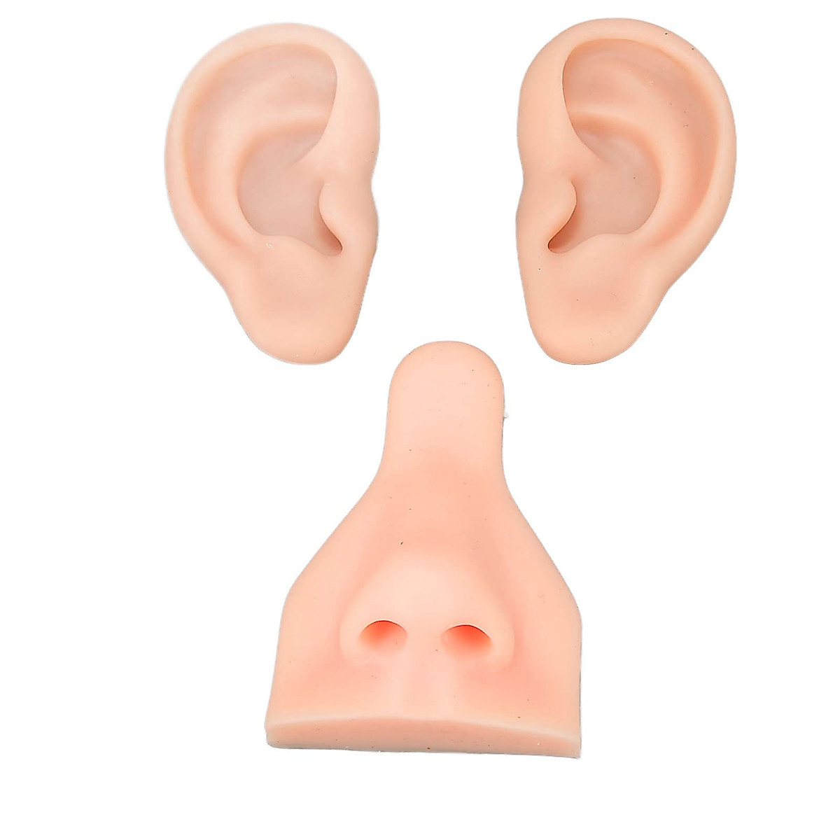 Silicone Ear,Reusable Silicone Nose Model,Piercing Practice Supplies,Displays Tool for Jewelry (Light Skin Color)