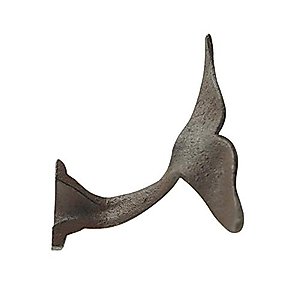 TG,LLC Treasure Gurus Metal 3D Whale Tail Beach Bag Holder Towel Hook Wall Mount Rack Nautical Home Decor