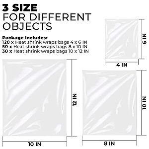 200Pcs Shrink Wrap Bags - Clear PVC Heat Shrink Wrap Shrink Film Bag for Presents Packaging Homemade Soap DIY Projects Bath Bombs Candles Shoes Jars Cellophane Gift Wrapping Pack & Small Basket