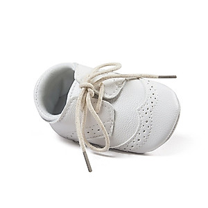 ESTAMICO Baby Boys Shoes Prewalker PU Sneakers White 6-12 Months