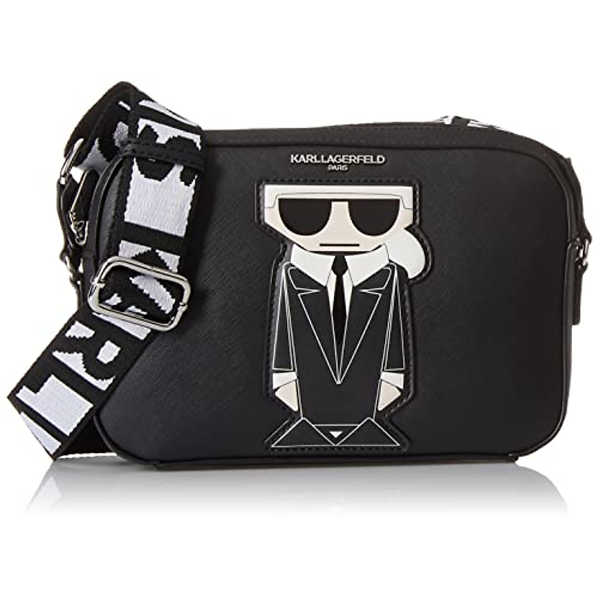 Karl Lagerfeld Paris Womens Maybelle Camera Crossbody Cross Body, Black/Grey, One Size US