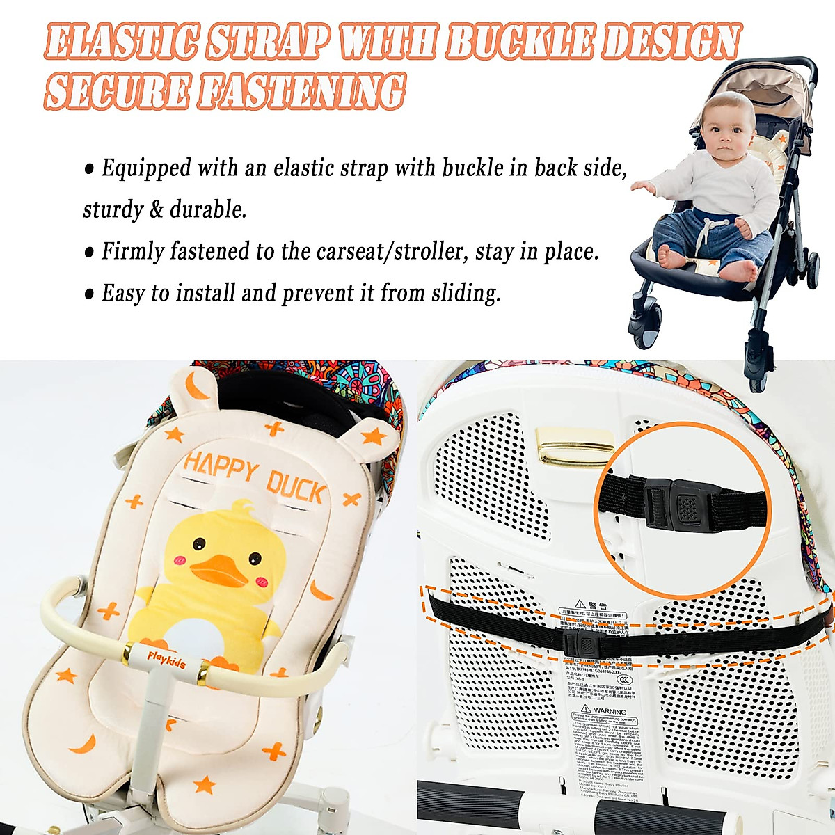 LETTON Baby Seat Pad Liner for Stroller, Universal Breathable Infant Carriage Cushion, Ultra-Soft Infant Car Seat Insert Cushion, Perfect for Car Seat, Stroller, Yellow Duckling