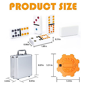 Yinlo Mexican Train Dominoes Set, Hub with Real Train Sound, Double 12 Colored Dot