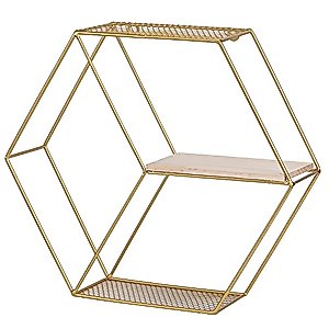 Socobeta Storage Shelf, Optional Color Display Rack Floating Shelf 3.9X12.6in for Home Decoration(Gold)
