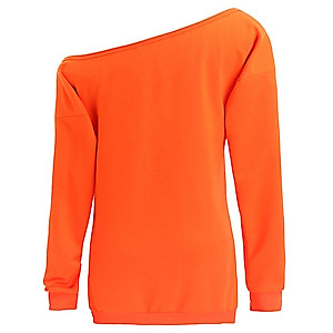 RJXDLT Women's Halloween Shirt Slouchy Sweatshirt Off Shoulder Pumpkin Pullover 97 Orange S