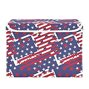 Patriotic Storage Bins for Closet, Collapsible Storage Baskets with Lids and Handles for Shelves Closet Home Decor
