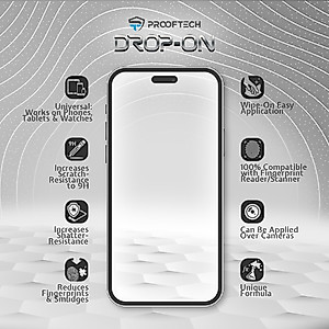 DROP ON Liquid Glass Screen Protector for up to 10 Devices - Wipe On Scratch and Crack Resistant Nano Protection for All Phones Tablets Smart Watches Universal