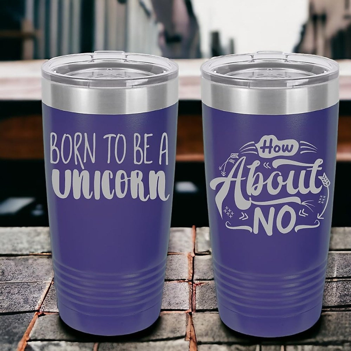 OEZZO Purple Customized Tumblers, Double Wall Personalized Tumblr, Laser Engraved Text with Names for Special Holidays (Purple, 20oz)
