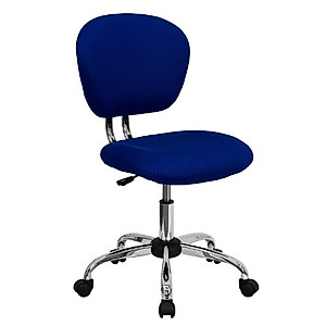 Flash Furniture Beverly Mid-Back Blue Mesh Padded Swivel Task Office Chair with Chrome Base