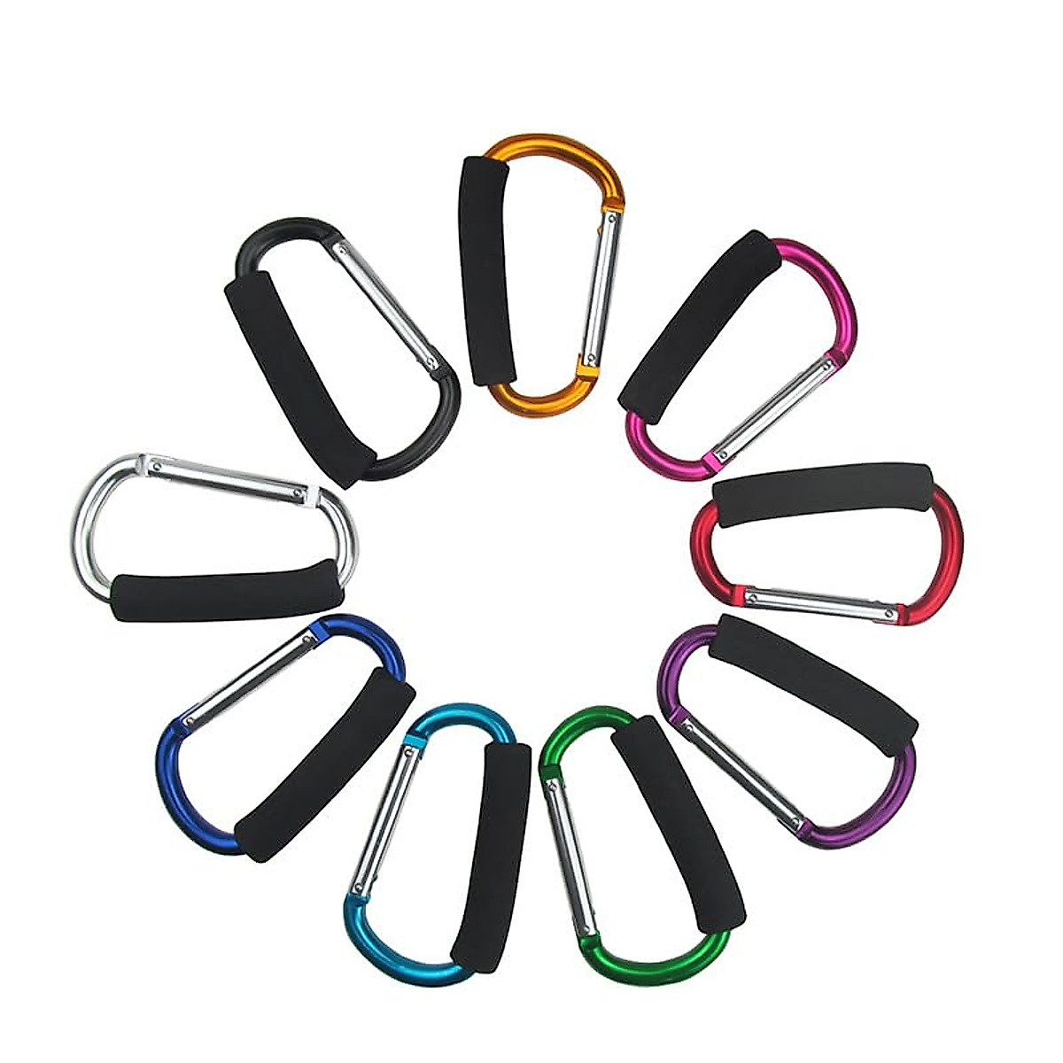 AKOAK Universal Stroller Hook Hanging Bag and Shopping, Large Hook Clasp Stroller Accessories - Easy Hanging Wallet, Diaper Bag, Shopping Bag, Toys, Sports Equipment - Pack of 2, Black