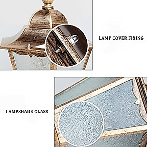 JSBDPHW Waterproof Gate Column Light European Style E27 Pillar Lamp Outdoor Courtyard Garden Post Light Glass Lampshade Lawn Lamp Base Lamp Landscape Light