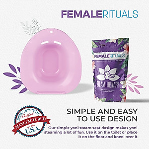 FEMALE RITUALS Yoni Steam Seat Kit with Yoni Steam Herbs (4 Ounce) Steam Bundle - Yoni Steam Seat for Toilet - Yoni Steam Herbs for Cleansing - V Steam - Detox Yoni Pot Steamer for Women