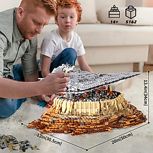 Addshiny MOC Starship UCS Imperial Star Destroyer City The Empire Over Jedha City Building Kits,Star Plan UCS Collectible Set 21007 for Adults(5162 PCS)