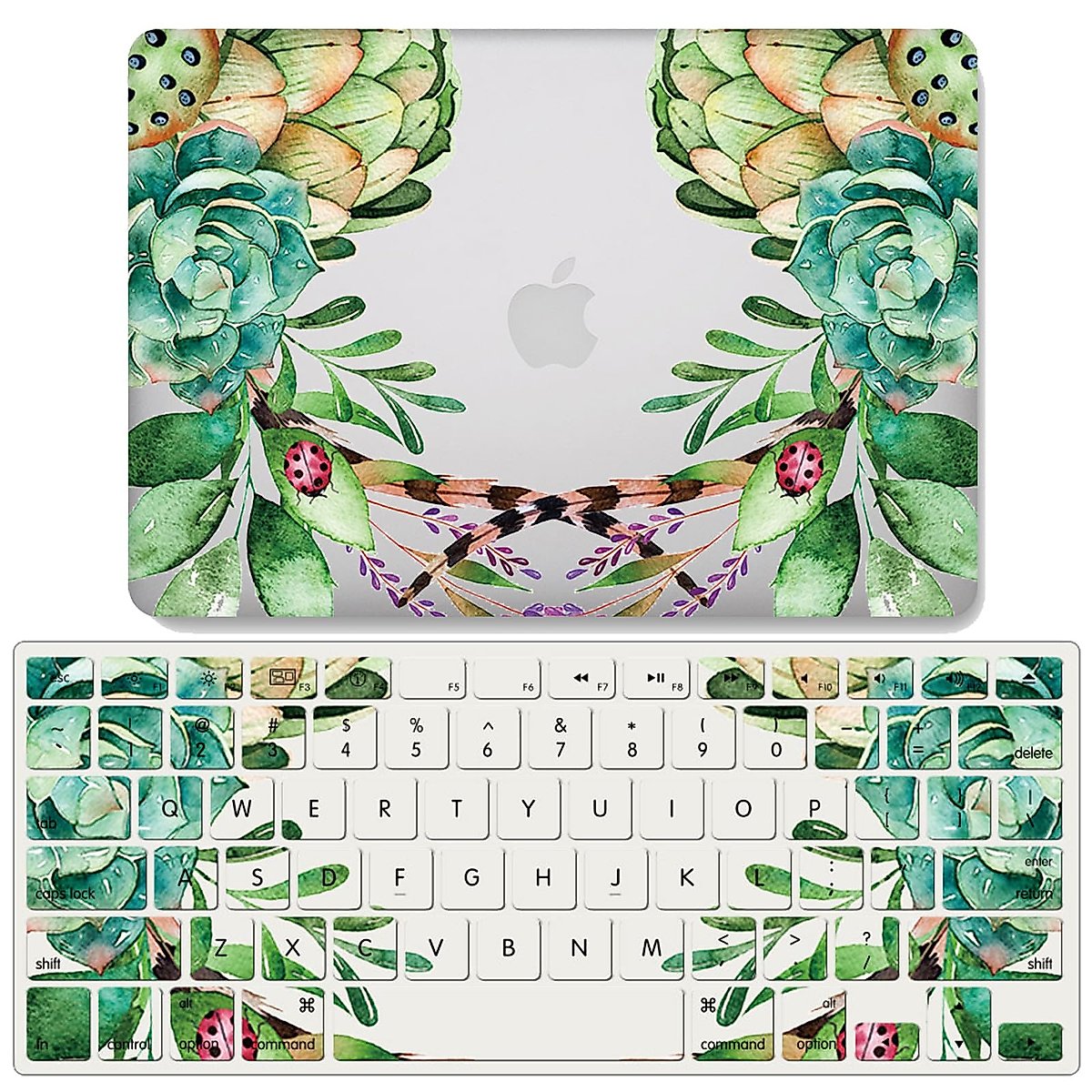 IVY for MacBook Air 13 with M1 (2020, Models: A2337 / A2179) Flower Garland Clear Case with Keyboard Cover - A