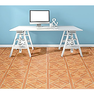 Tivoli Self Adhesive Vinyl Floor Tiles, 45 Tiles - 12" x 12", White Border Inlaid Parquet - Peel & Stick, DIY Flooring for Kitchen, Dining Room, Bedrooms, Basements & Bathrooms by Achim Home Decor