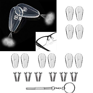 Eyeglass Nose Pads Screw-in Eyeglass Repair Kit Anti-Slip Soft Silicone Air Chamber 15mm 6Pairs Air Bag Glass Nose Pieces with Screws and Screwdriver for Glasses Sunglasses