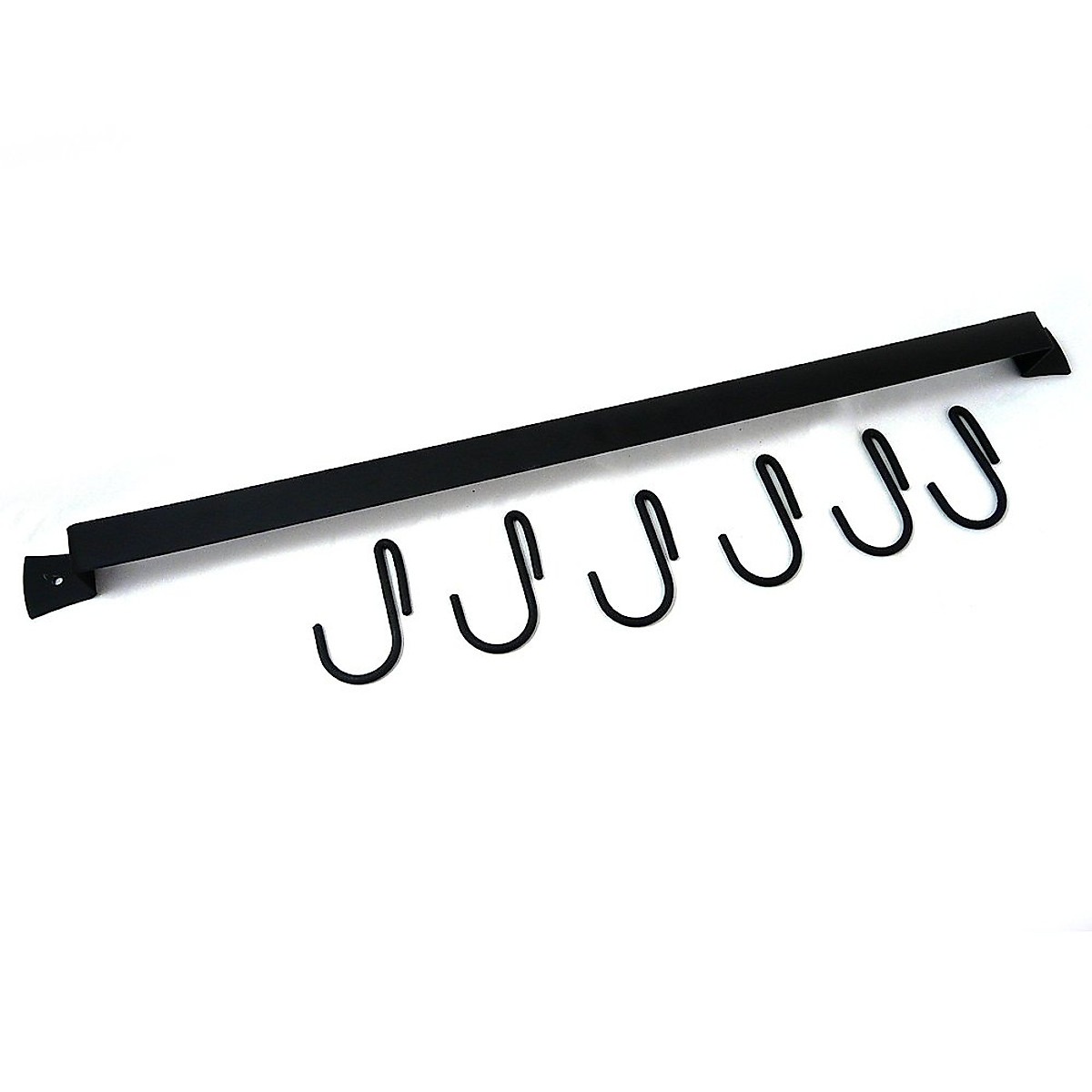 Wall-Mounted Wrought Iron Mug Rack, 24" with 6 Cup Hooks, Made in USA