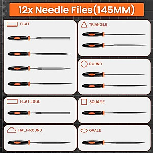 Simniam 18Pcs Professional Files Set, Premium T12 Metal Files with Suitcase, Flat/Triangle/Half-Round/Round Large Files & 12x Needle Files&Cleaning Brush, Perfect for Wood, Metal&DIY Project