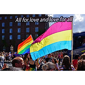 Pansexual Flag - Lgbtq Pride Stuff for Wall, Four Rows of Stitching, with 1pc Pansexual Pin and 2pcs Random Rainbow Stickers, for Lgbtq Parade and Daily Use, 3x5 Ft