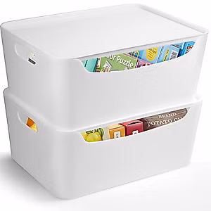 White Plastic Storage Bins, Pantry Organization And Storage Bins With Lids, Organizer Bins Stackable Storage Bins, Storage Containers, Pantry Storage Bins With Lids, Under Sink Organizers and Storage