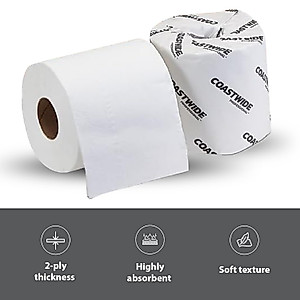 Coastwide Recycled Toilet Paper Rolls, 2-Ply, 350 Sheets Per Roll (48 Individually Wrapped Toilet Paper Rolls Per Carton)