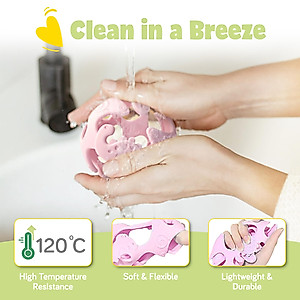 Dinosaur Baby Teething Toys, Textured Sensory Toys for Babies, Lightweight Soft Baby Sensory Toys, BPA-Free Silicone Infant Teething Toys, 0-18 Months, Teething Baby, Easy to Clean - Peach Pink