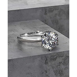 PREVELI 3 Carat CZ Rings For Women 18K White Gold Plated 925 Sterling Silver Solitaire (8.5)