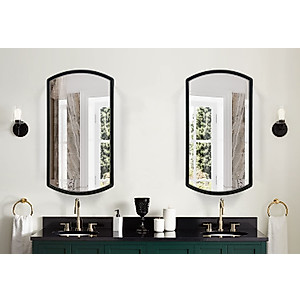 FOMAYKO 16x26 inches Medicine Cabinet with Black Farmhouse Single Door, Aluminum Bathroom Medicine Cabinet with Mirror,Recessed or Surface Mount Bathroom Wall Cabinet