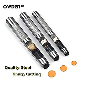 OWDEN 6 Pieces Hollow Hole Punch Set (1/8" - 5/16"),Leather Punch Tools, with A Free Cutting MAT