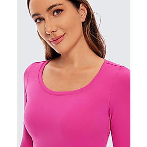 CRZ YOGA Butterluxe Long Sleeve Crop Tops for Women Slim Fit Workout Shirts Cropped Athletic Gym Top Hibiscus Purple Small