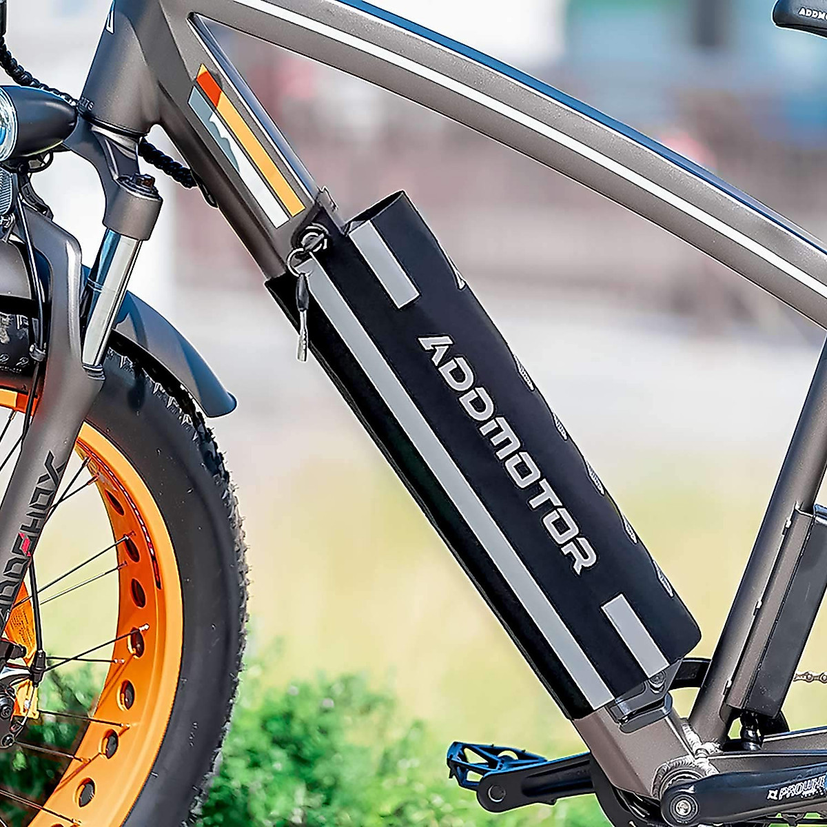 ADDMOTOR Cycling Bicycle Frame Battery Protector Nylon Protection Pad Reflective Protective Cover for Bike Accessories Black (Swordfish Battery(1Pcs))