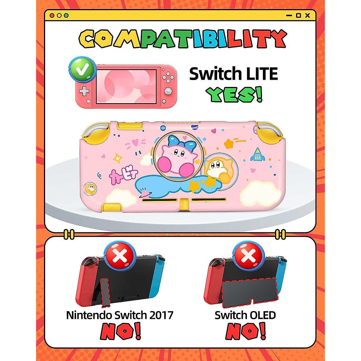 Xinocy (2in1 for Nintendo Switch Lite Case +24 Switch Game Holder Cute Cartoon Character Anime Slim Protective Cases Hard Shell for Kids Boys Teens Girls Girly Funny Covers for Switch Lite 2019