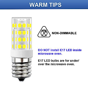 SumVibe E17 LED Bulb, Stovetop Light, Appliance Bulb Under Microwave Oven, Non-Dimmable, 4W Daylight White 6000K, 110V-130V, 2-Pack